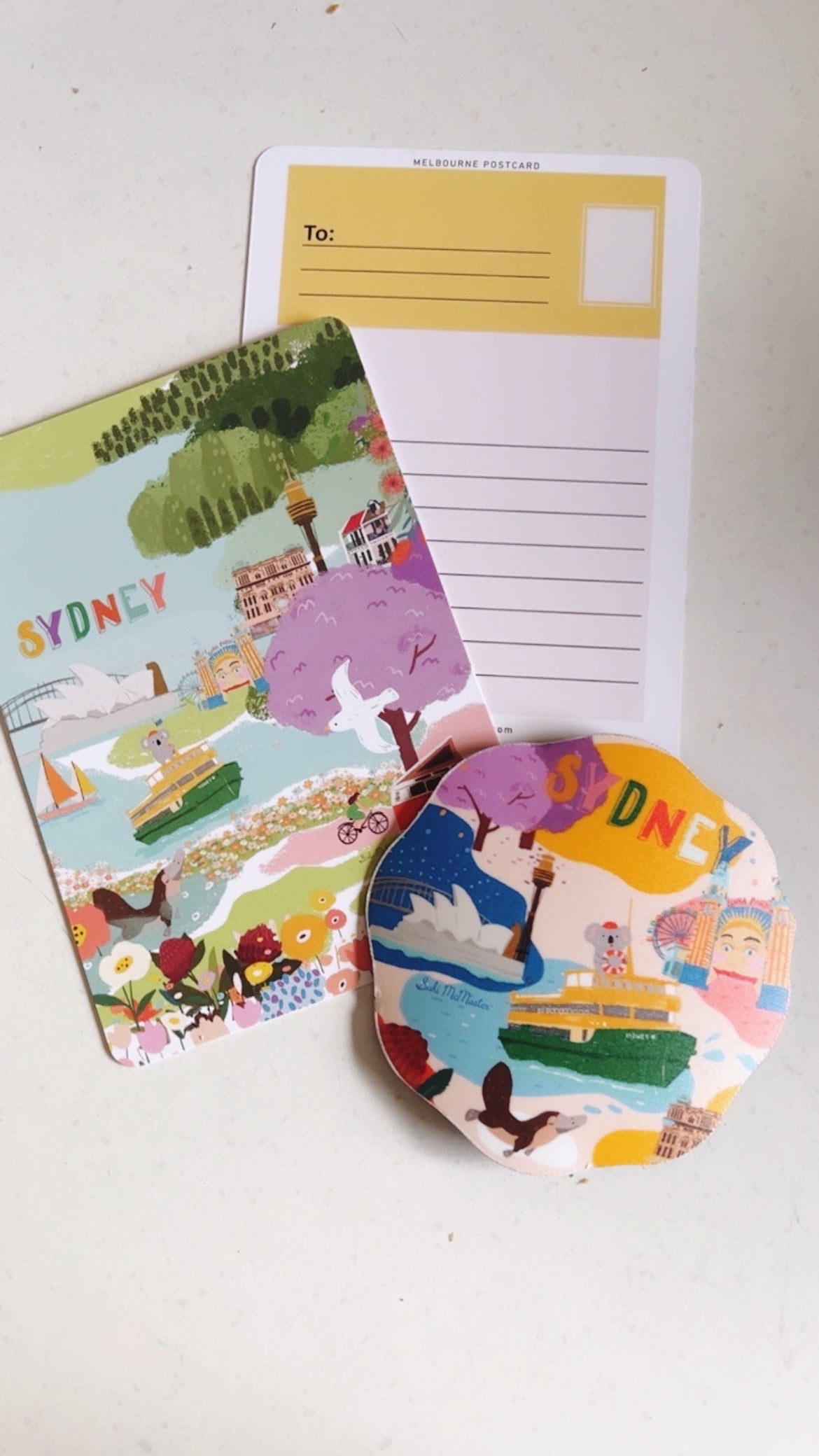 Sydney Postcard & Magnet Set | A6 Illustrated Postcard + 10cm Fridge ...