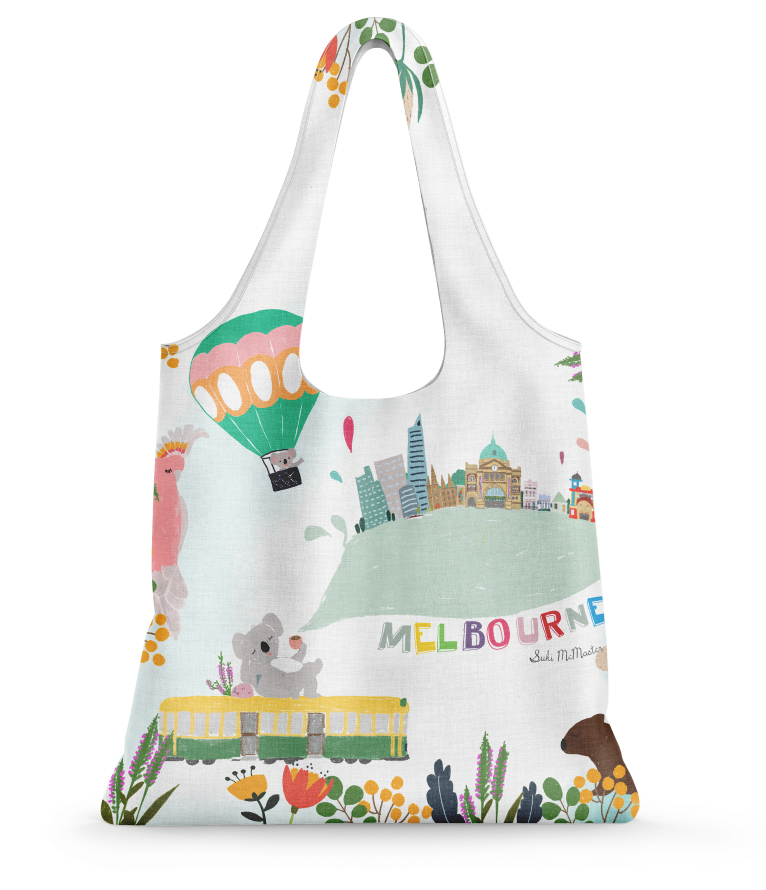 Reusable Shopping Bag Melbourne Icons by Suki McMaster Back Order sukimcmaster
