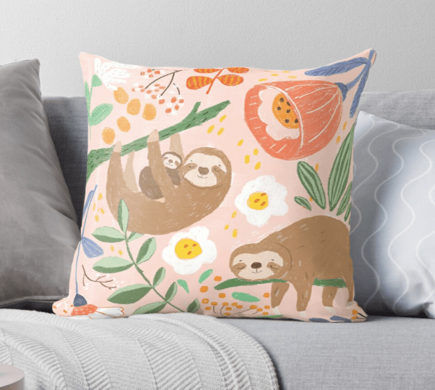 Cushion Cover - Sloth | Unique Melbaourne Gift Shop | Suki McMaster ...