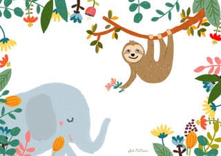 Blank Card - Elephant and Sloth by Suki McMaster — sukimcmaster